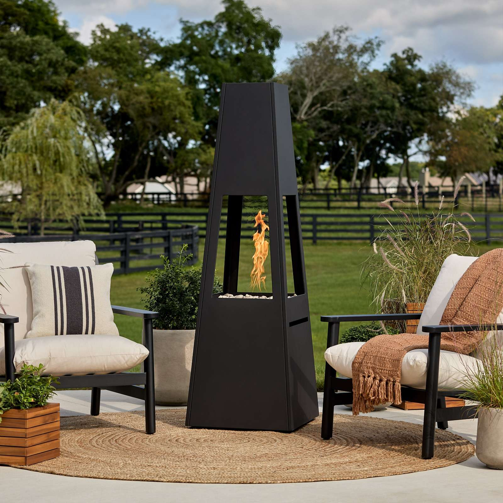70" Ferro Chiminea With Hidden Propane Tank