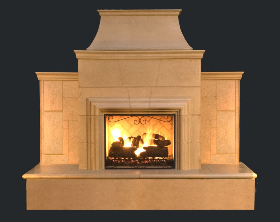 110" Grand Cordova Outdoor Fireplace w/ Rectangle Extended Hearth